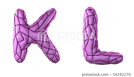 Realistic 3D letters set K, L made of low poly... - Stock Illustration ...
