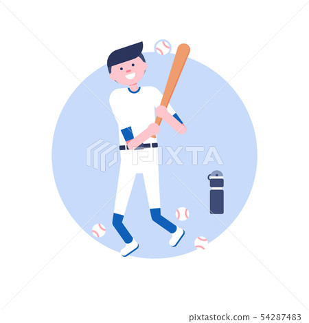 Baseball cartoon character in flat style - Stock Illustration [54287483 ...