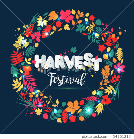Text harvest festival in paper style on multicolor - Stock Illustration ...