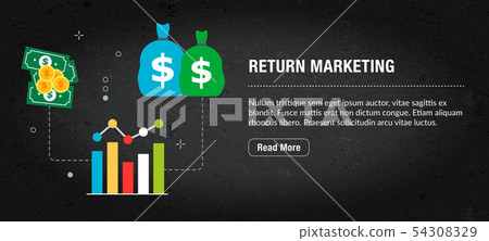Return marketing banner internet with icons in - Stock Illustration ...