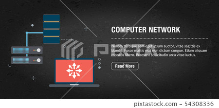 Computer network banner internet with icons in - Stock Illustration ...