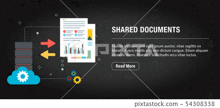 Shared documents banner internet with icons in - Stock Illustration ...