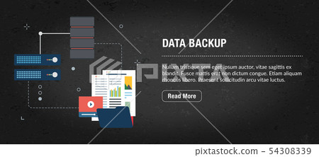 Data backup banner internet with icons in vector. - Stock Illustration ...