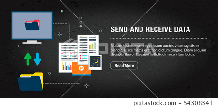 Send and receive data, banner internet with icons - Stock Illustration ...