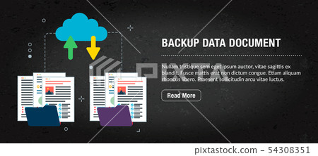 Backup data document, banner internet with icons - Stock Illustration ...