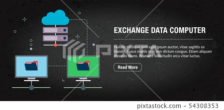 Exchange data computer, banner internet with icons - Stock Illustration ...