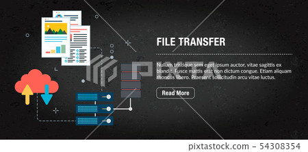 File transfer, banner internet with icons in - Stock Illustration ...