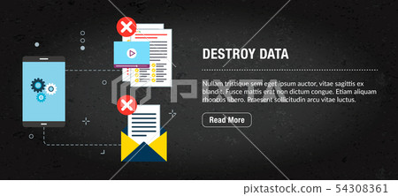 Destroy data, banner internet with icons in - Stock Illustration ...