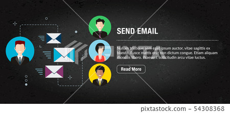 Send email, banner internet with icons in vector. - Stock Illustration ...