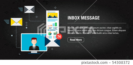 Inbox message, banner internet with icons in - Stock Illustration ...