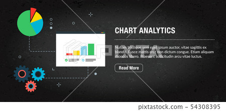 Chart analytics, banner internet with icons in - Stock Illustration ...