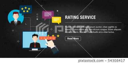 Rating service, banner internet with icons in - Stock Illustration ...