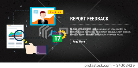 Report feedback, banner internet with icons in - Stock Illustration ...