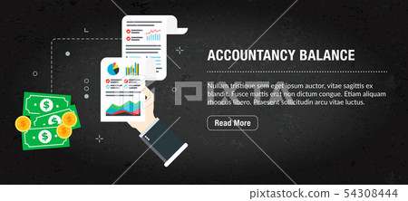 Accountancy balance banner internet with icons in - Stock Illustration ...