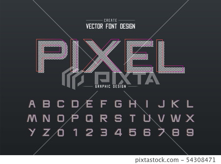 Pixel font and alphabet vector, Design typeface-插圖素材 [54308471] - PIXTA圖庫