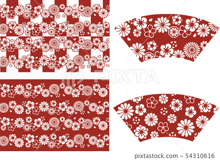 Japanese style floral pattern set - Stock Illustration [54310616] - PIXTA