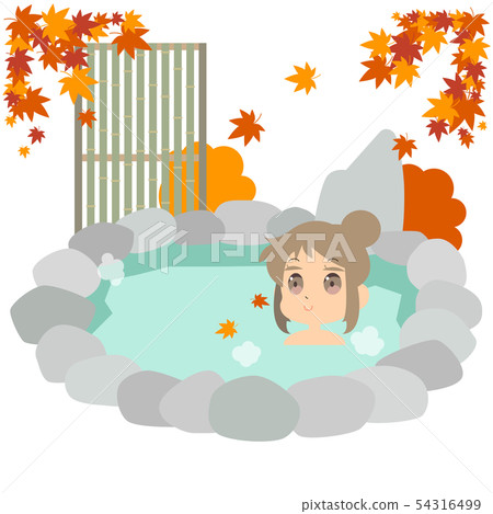Illustration of a hot spring where a pretty... - Stock Illustration ...