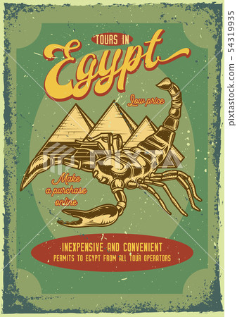 illustration of a a scorpion and pyramids. - Stock Illustration ...