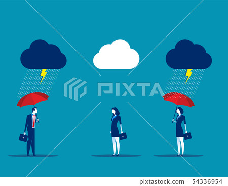 Protection, Business team with umbrella in storm. - Stock Illustration ...