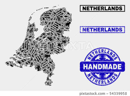 Handmade Collage of Netherlands Map and Grunge... - Stock Illustration ...