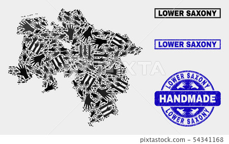 Handmade Composition of Lower Saxony Land Map... - Stock Illustration ...
