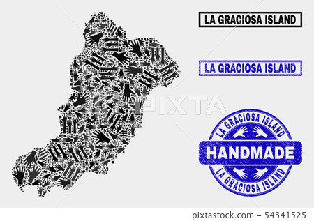 Handmade Composition of La Graciosa Island Map... - Stock Illustration ...