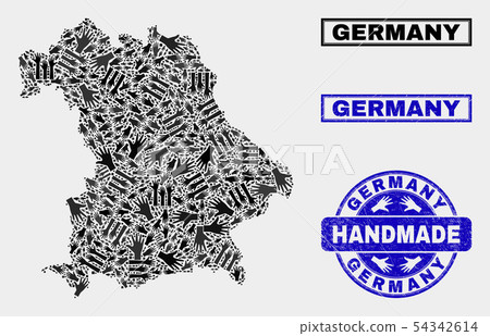 Handmade Collage of Germany Map and Distress Stamp - Stock Illustration ...
