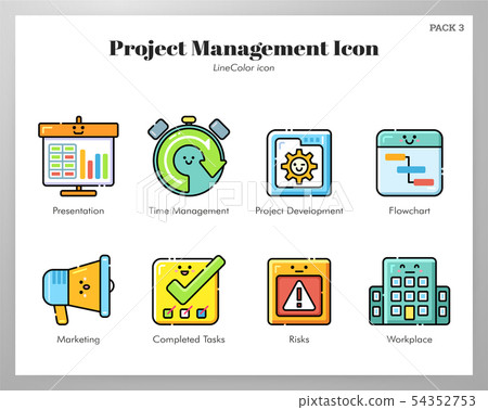 Project management icons LineColor pack - Stock Illustration [54352753 ...