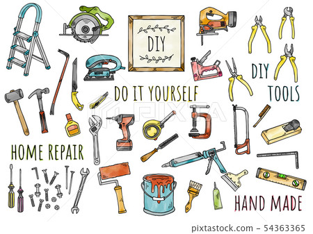 Hand-drawn illustration: DIY Watercolor color - Stock Illustration ...