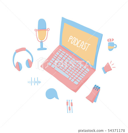 Podcast signs with text. Vector elements design. - Stock Illustration ...