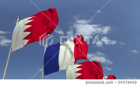 Waving flags of Bahrain and France, 3D rendering - Stock Illustration ...