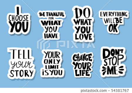 Set of sticker quotes. Vector text illustration. - Stock Illustration ...