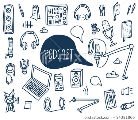 Podcast signs with text. Vector elements design. - Stock Illustration ...