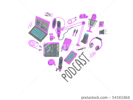Podcast signs with text. Vector elements design. - Stock Illustration ...