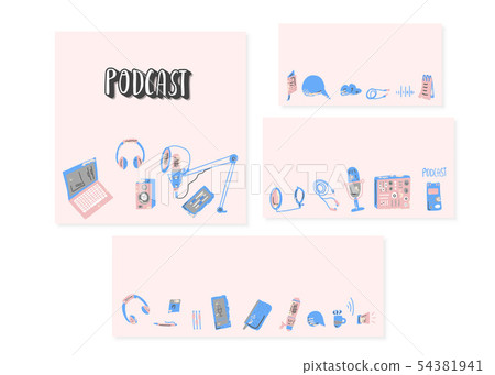 Podcast signs with text. Vector elements design. - Stock Illustration ...