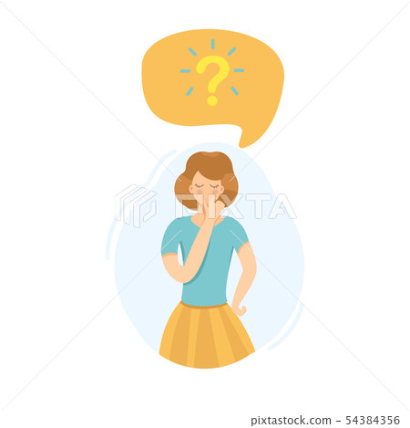 girl thinking about the question. - Stock Illustration [54384356] - PIXTA
