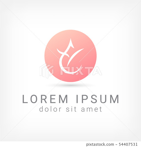 pink lotus curve line logo design template - Stock Illustration ...