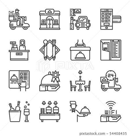 Restaurant service icon set.Vector illustration. - Stock Illustration ...
