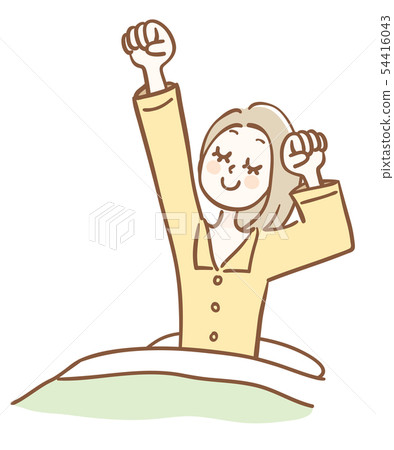 Illustration of a woman who wakes up comfortably - Stock Illustration ...