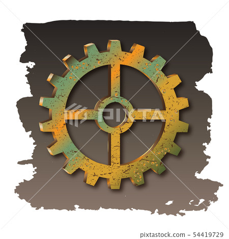 Rusty gear. Steampunk style. Vector icon. Illustra - Stock Illustration ...