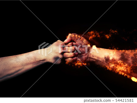 Clash of fists and fists - Stock Illustration [54421581] - PIXTA