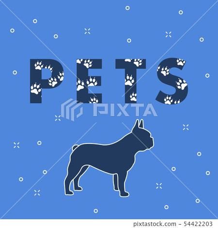 Dog and and the inscription Pets with traces - Stock Illustration ...