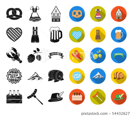 Oktober festival in Munich black,flat icons in... - Stock Illustration ...