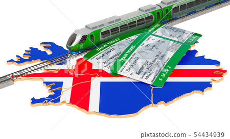 Rail travel in Iceland, concept. 3D rendering - Stock Illustration ...