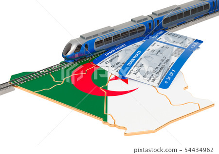 Rail travel in Algeria, concept. 3D rendering - Stock Illustration ...