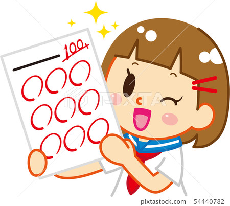 Junior high school girl 2 with a perfect score... - Stock Illustration ...