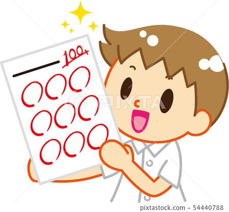 Student boy 2 with a perfect score of 100 - Stock Illustration ...