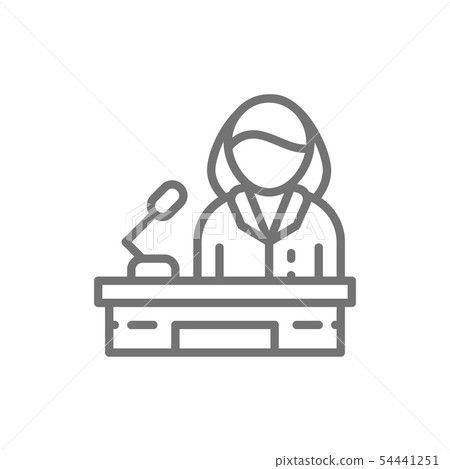 Orator, woman behind the podium, female... - Stock Illustration ...
