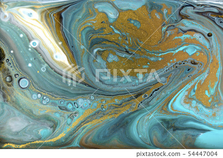 Bronze, blue and gold marbling pattern. Golden... - Stock Illustration ...