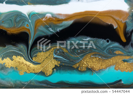 Bronze, blue and gold marbling pattern. Golden... - Stock Illustration ...